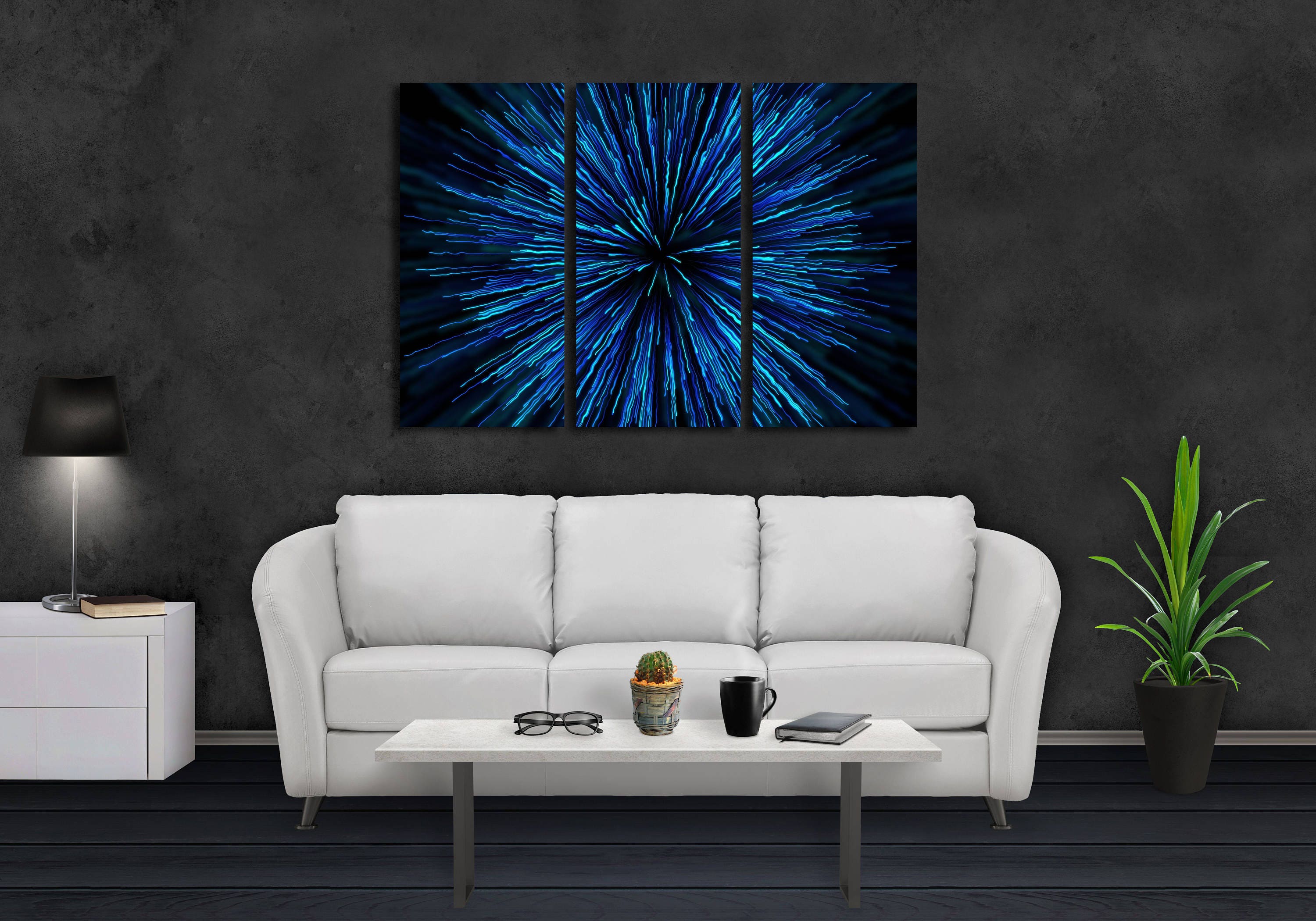Abstract Blue Explosion Wall Art Metal Print Decor Ready to - Etsy