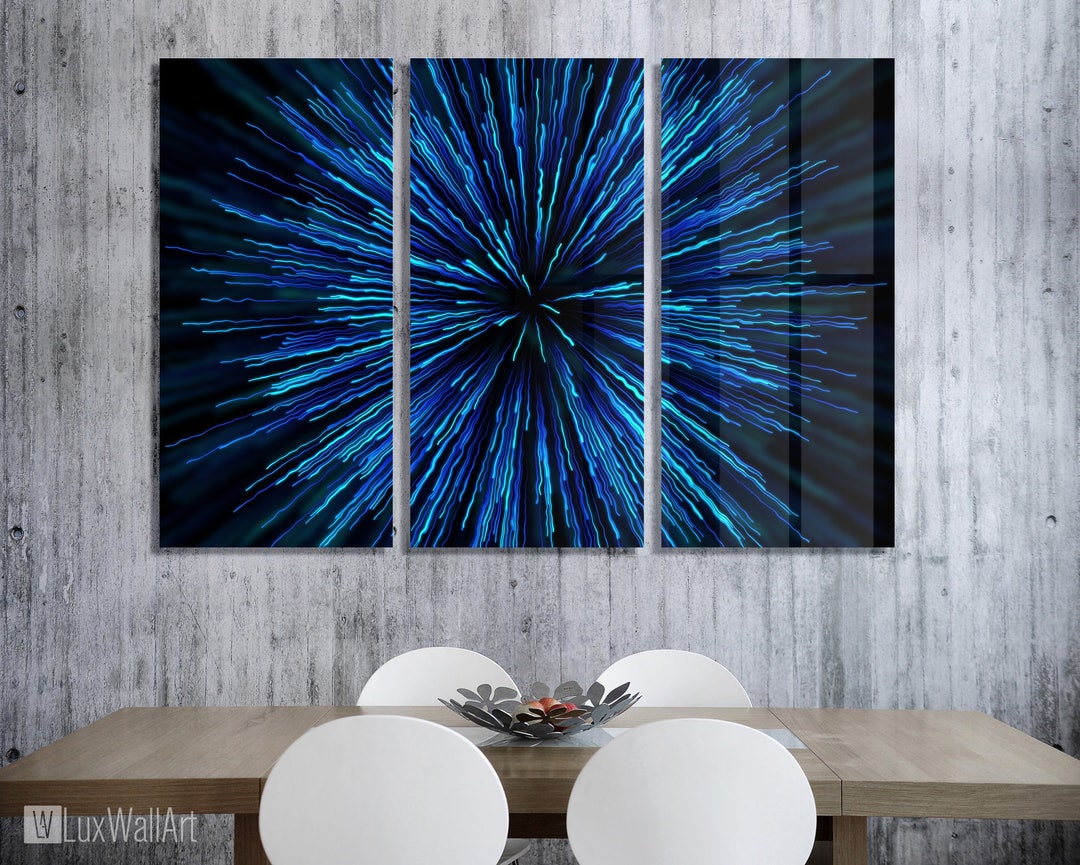 Abstract Blue Explosion Wall Art Metal Print Decor Ready to - Etsy