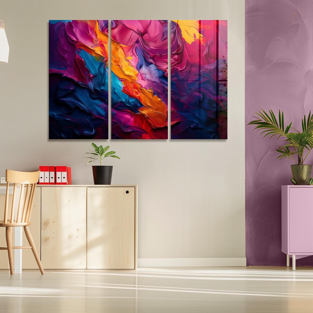Abstract Oil Painting With Dark Colors Decor Glossy Fabric Abstract - Etsy
