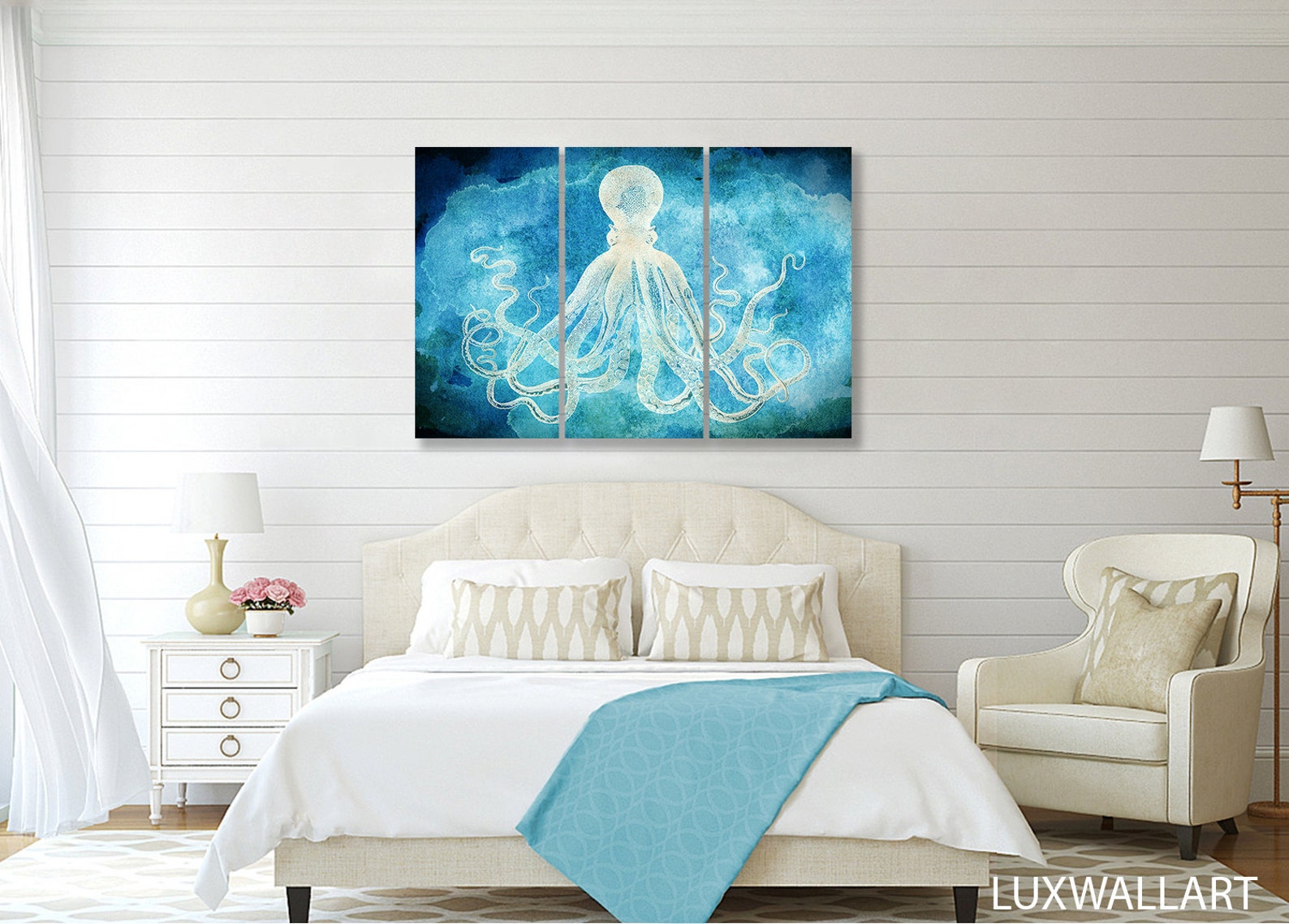 Octopus Wall Art Triptych | Etsy