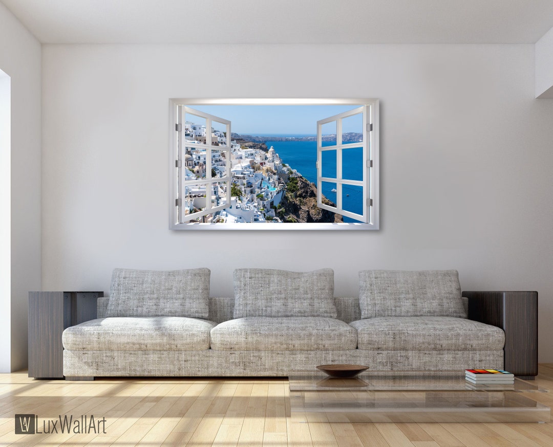 Window View Greece Santorini Metal Print Decor - Etsy