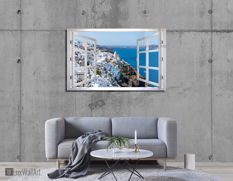 Window View Greece Santorini Metal Print Decor - Etsy