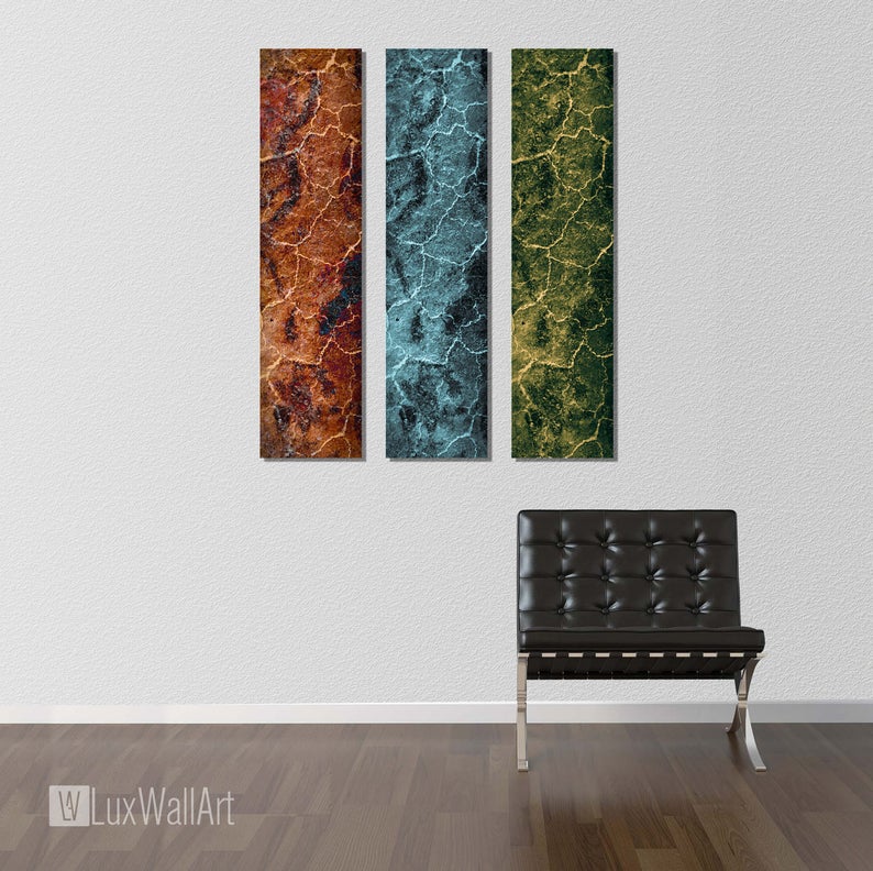 Orange Blue and Green Large Vertical Thin Panel Metal - Etsy