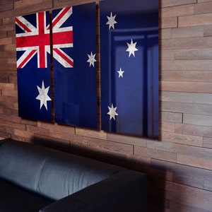 Triptych Australia Flag Hanging Rustic Worn Metal Wall Art Grunge - Etsy
