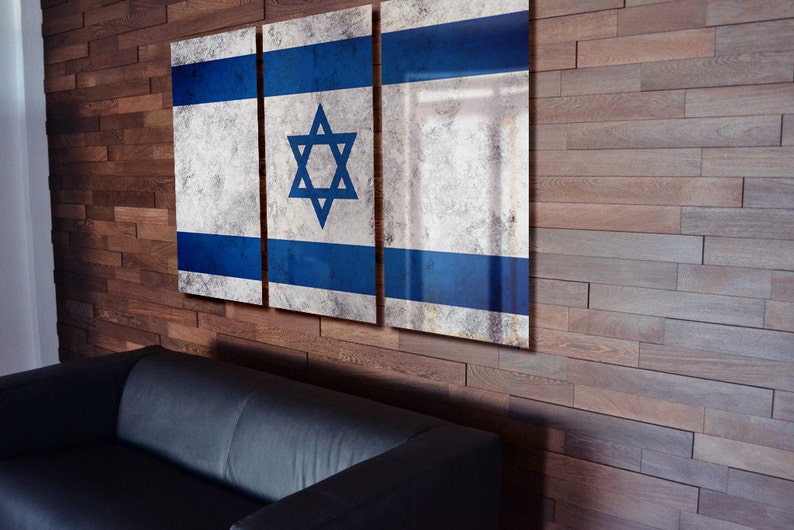 Triptych Israel Flag Hanging Rustic Worn Metal Wall Art Grunge - Etsy