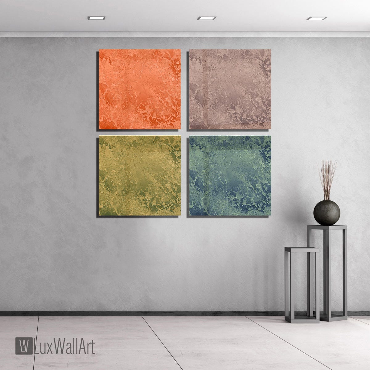 Colorful 4 Piece Wall Art Wall Art Grunge Abstract Panels | Etsy