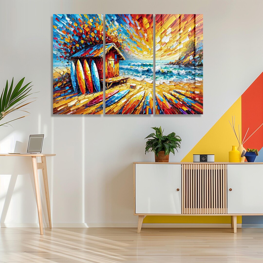 Abstract Beach Surfing House Wall Art Metal Print Decor - Etsy