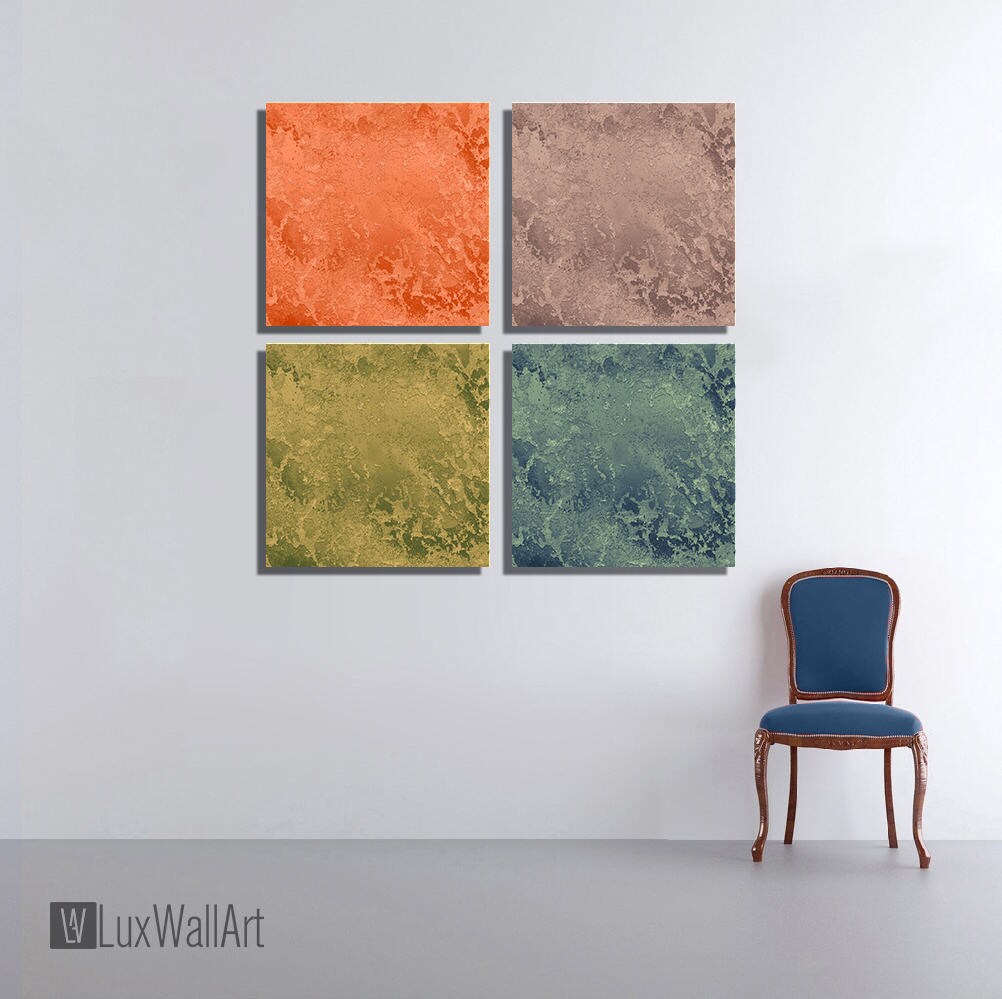 Colorful 4 Piece Wall Art Wall Art Grunge Abstract Panels | Etsy