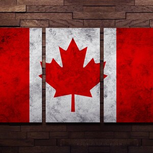 Triptych Canada Flag Hanging Rustic Worn Metal Wall Art Grunge - Etsy