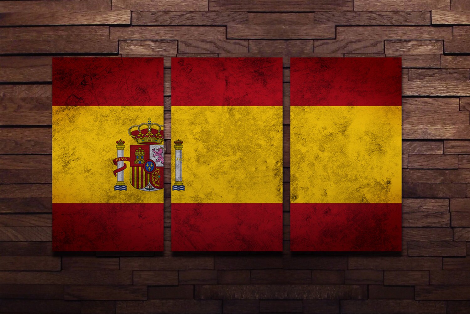 Triptych Spain Flag hanging Rustic Worn Metal Wall Art Grunge | Etsy
