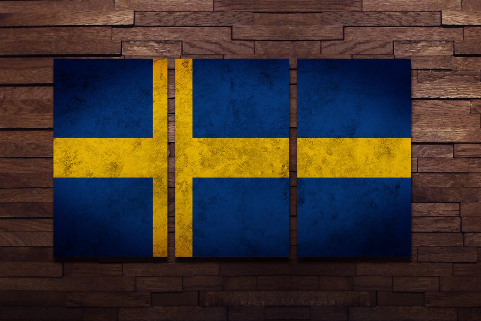 Triptych Sweden Flag Hanging Rustic Worn Metal Wall Art Grunge - Etsy