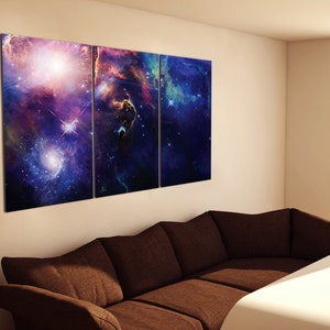 Nebula Space Triptych Metal Wall Art Ready to Hang - Etsy