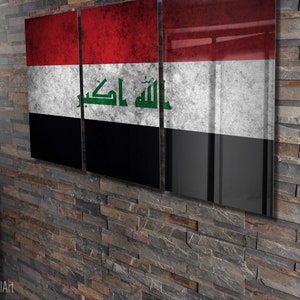Triptych Iraq Flag Hanging Rustic Worn Metal Wall Art Grunge - Etsy