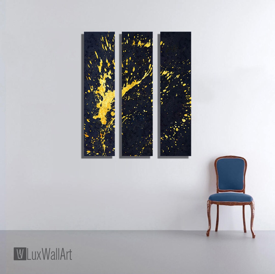 Yellow Splash Large Vertical Thin Panel Metal Abstract Wall Art - Etsy