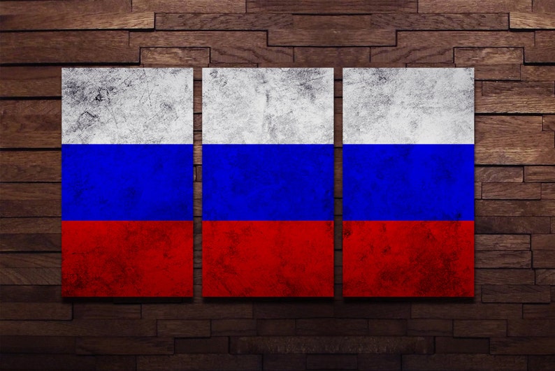 Triptych Russian Flag Hanging Rustic Worn Metal Wall Art - Etsy