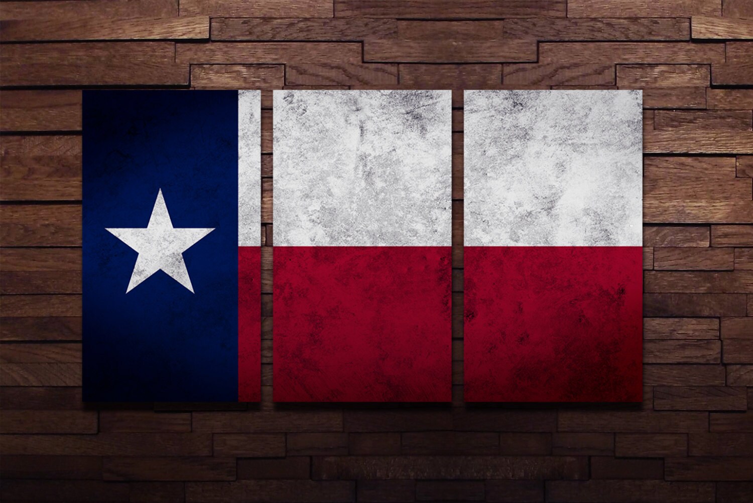 Triptych Texas State Flag Hanging Rustic Worn Metal Wall Art | Etsy