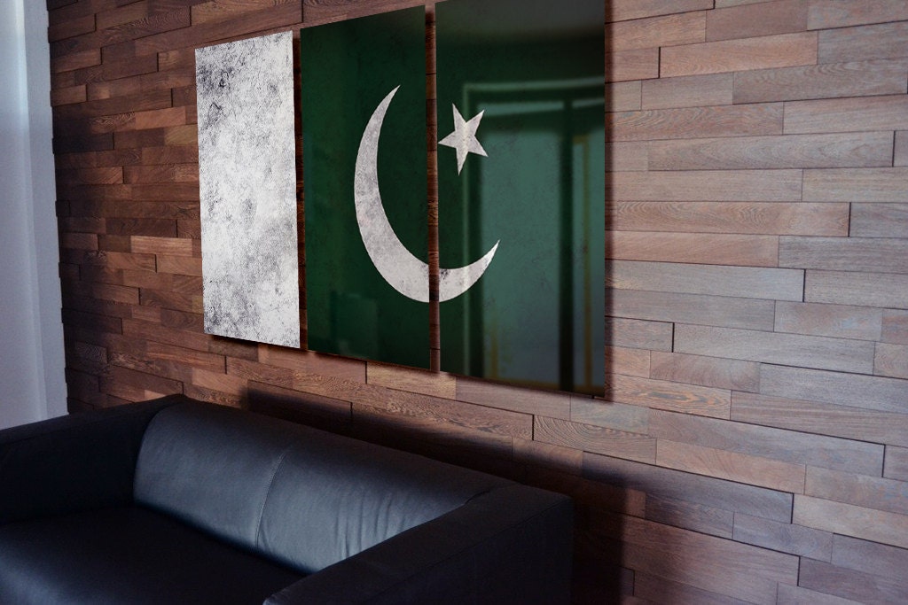 Triptych Pakistan Flag hanging Rustic Worn Metal Wall Art | Etsy
