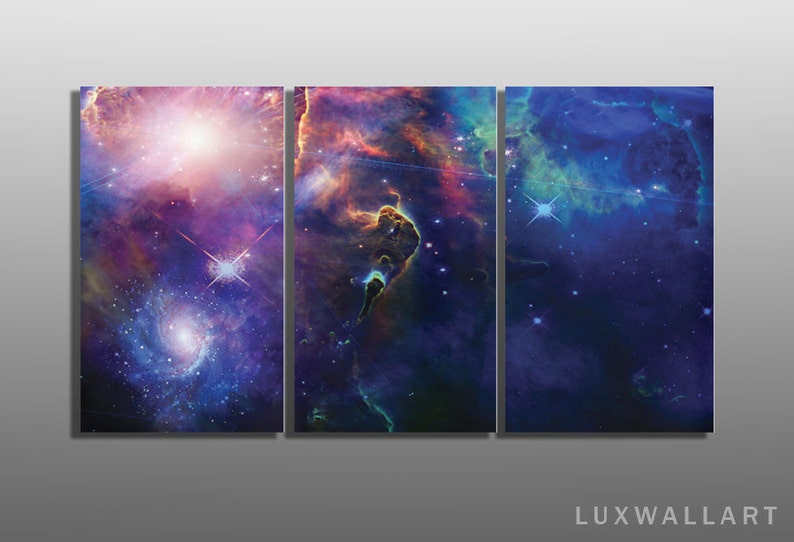Nebula Space Triptych Metal Wall Art Ready to Hang - Etsy
