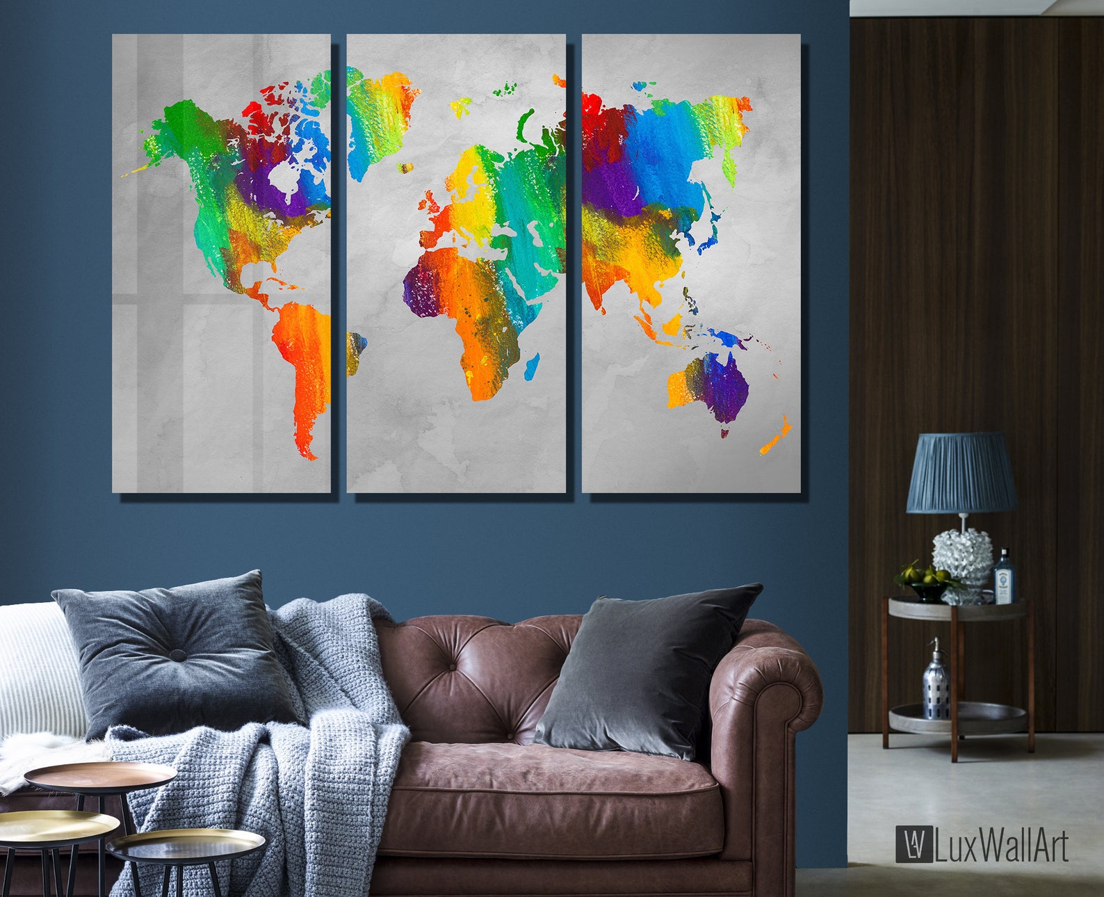 Colorful Paint World Map Wall Art Metal Print Decor Ready to | Etsy