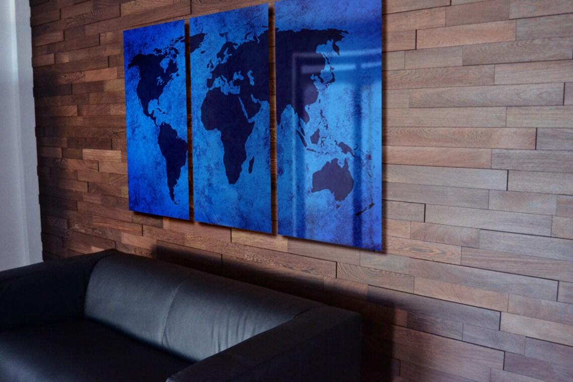 World Map Wall Art Abstract Metal Panels - Etsy Canada