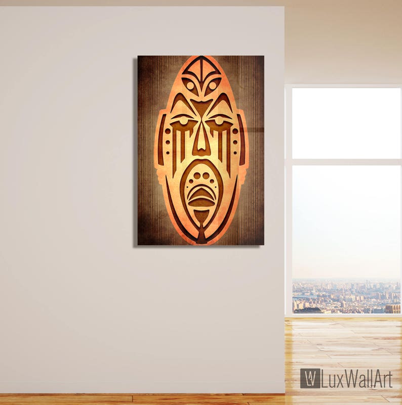 Tiki Mask Artwork Wall Art One Panel Ready to Hang - Etsy