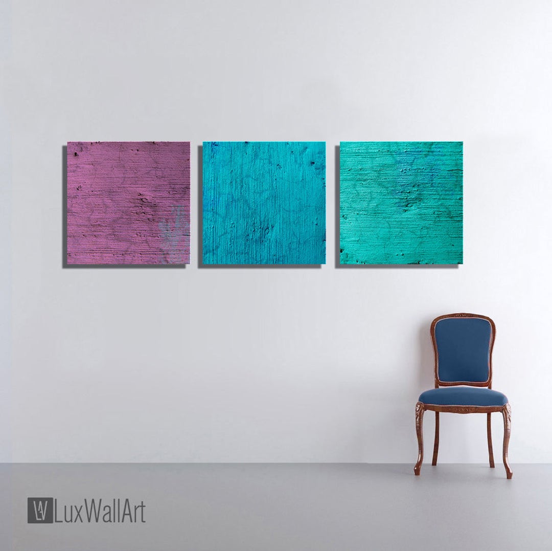 3 Square Piece Abstract Wall Art Set Ready to Hang - Etsy