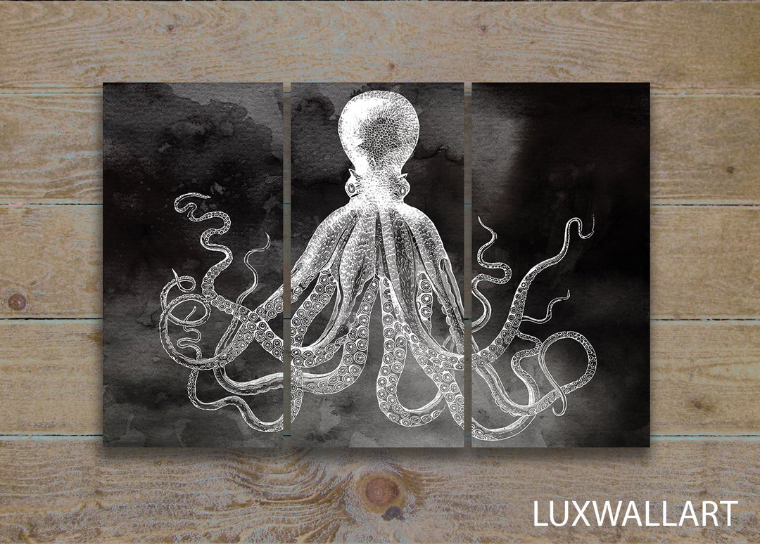 Octopus Wall Art Triptych - Etsy