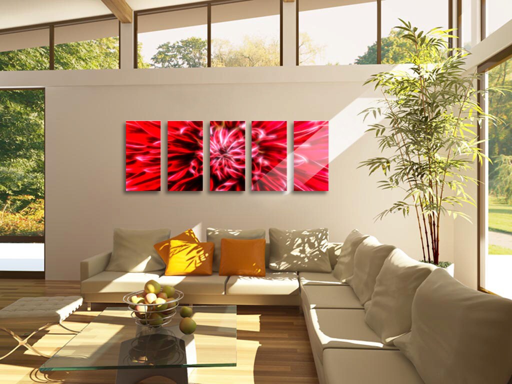 Abstract Metal Wall Art Red Flower - Etsy
