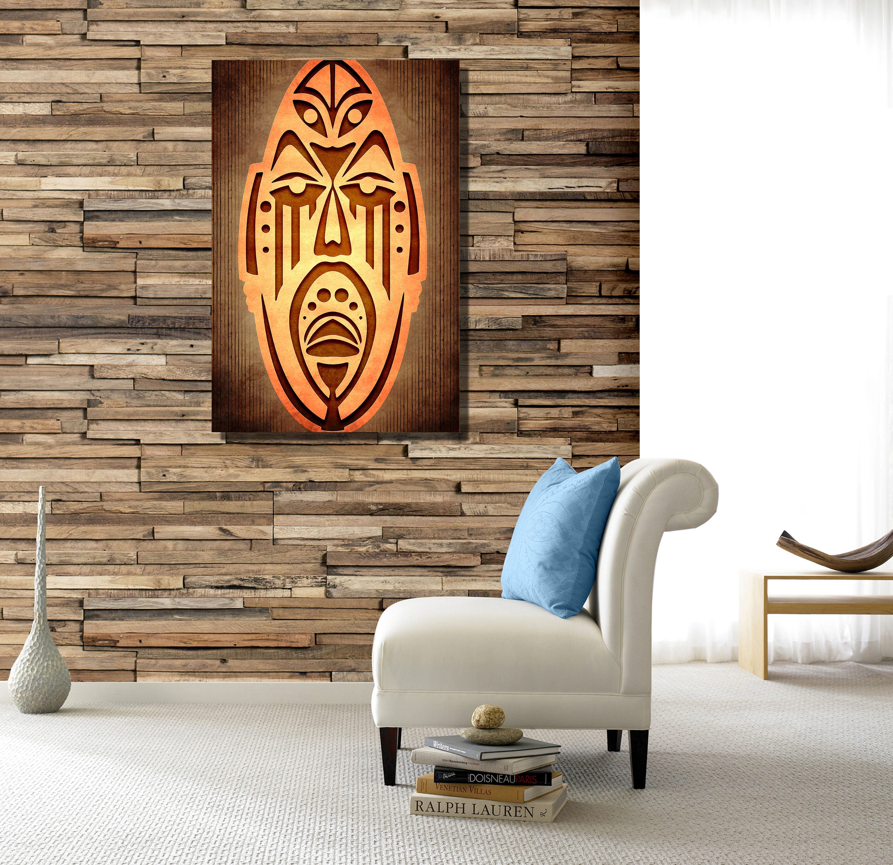 Tiki Mask Artwork Wall Art One Panel Ready to Hang - Etsy
