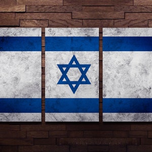 Triptych Israel Flag Hanging Rustic Worn Metal Wall Art Grunge - Etsy