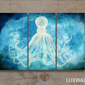 Octopus Wall Art Triptych - Etsy