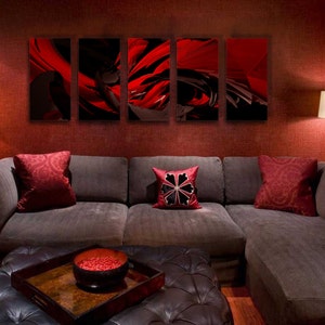 Modern Sleek Metal Artwork Interior Design Red Velvet - Etsy
