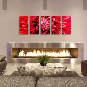 Abstract Metal Wall Art Red Flower - Etsy