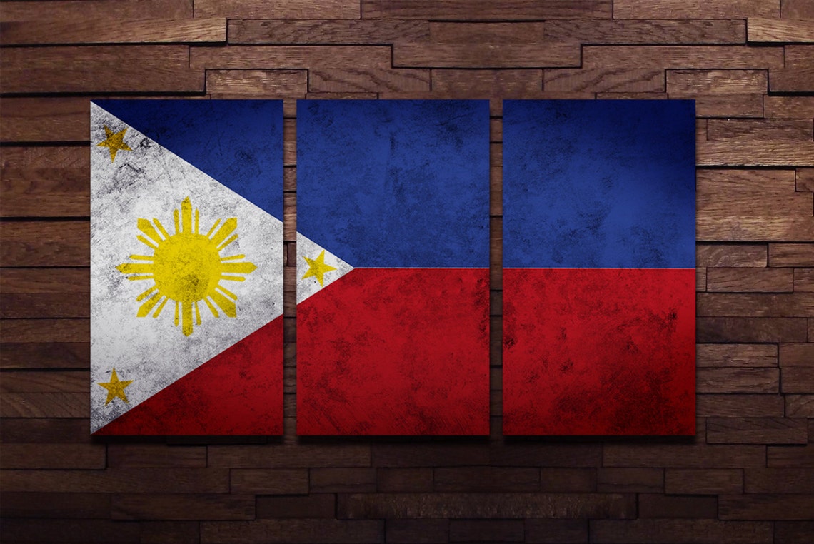 Triptych Philippine Flag Hanging Rustic Worn Metal Wall Art - Etsy Canada