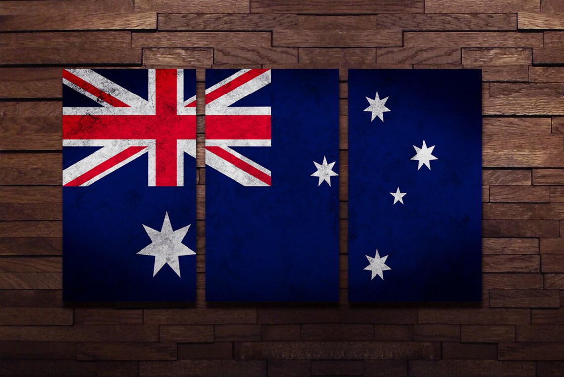 Triptych Australia Flag Hanging Rustic Worn Metal Wall Art | Etsy