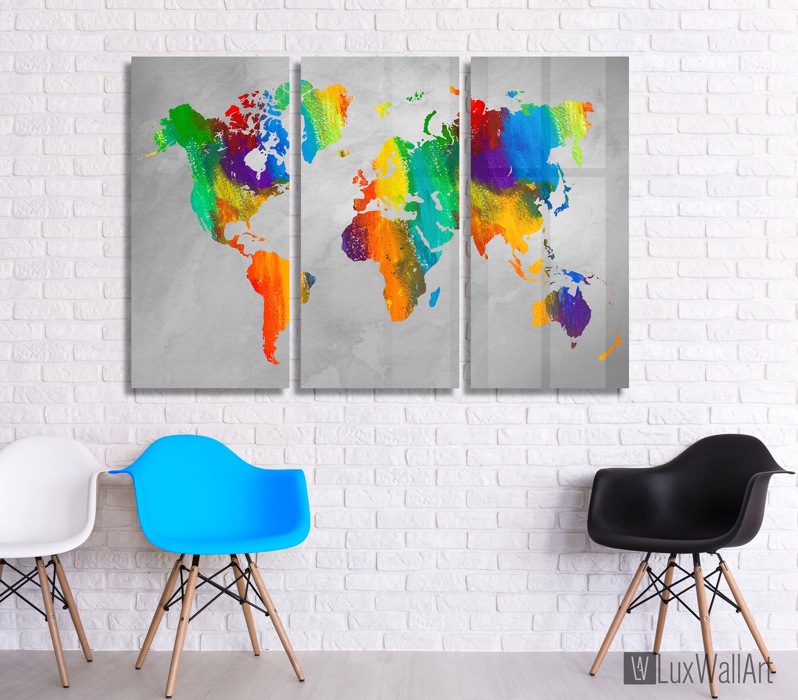 Colorful Paint World Map Wall Art Metal Print Decor Ready to | Etsy