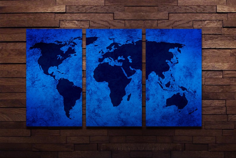 World Map Wall Art Abstract Metal Panels - Etsy