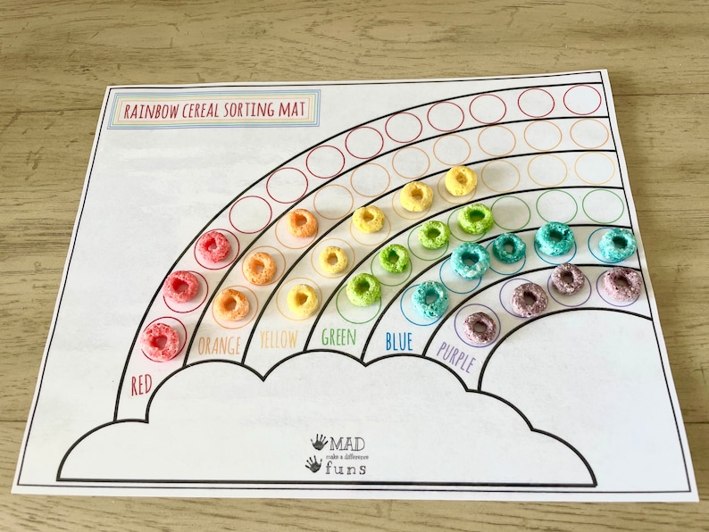 Rainbow Cereal Color Sorting Activity Mat Printable DIGITAL - Etsy