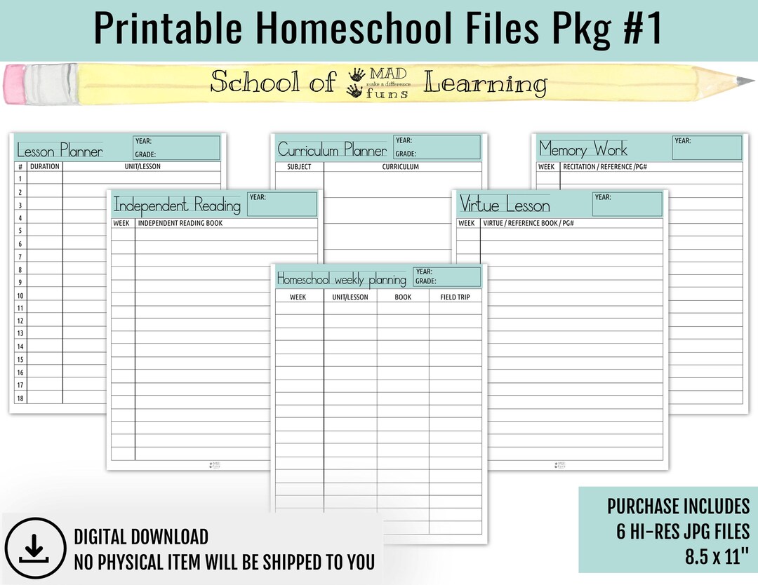 Homeschool Planning Files, Printable Lesson Unit Plan, Lesson Planner ...