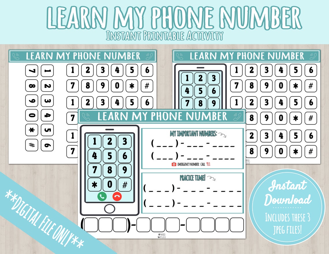Learn Phone Number Printable Activity About Me Busy Binder - Etsy