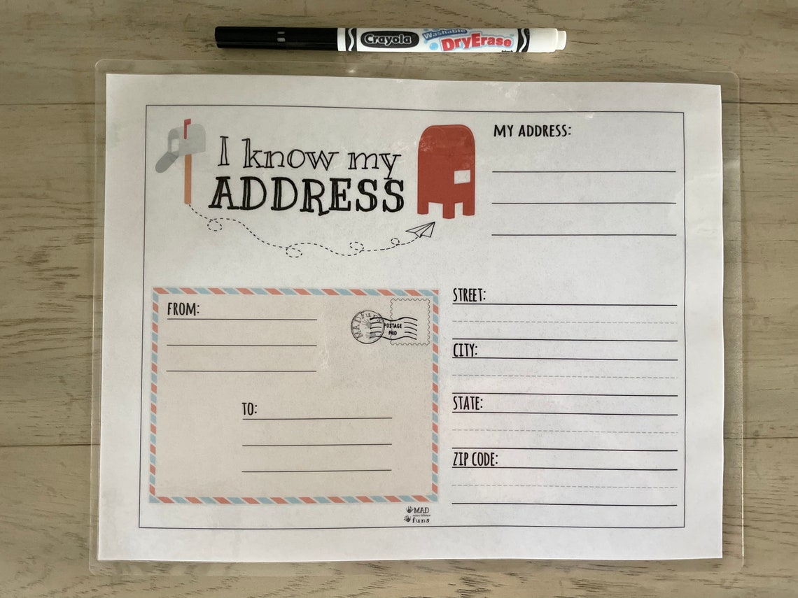 I Know My Address Printable Activity Post Office Play Busy - Etsy