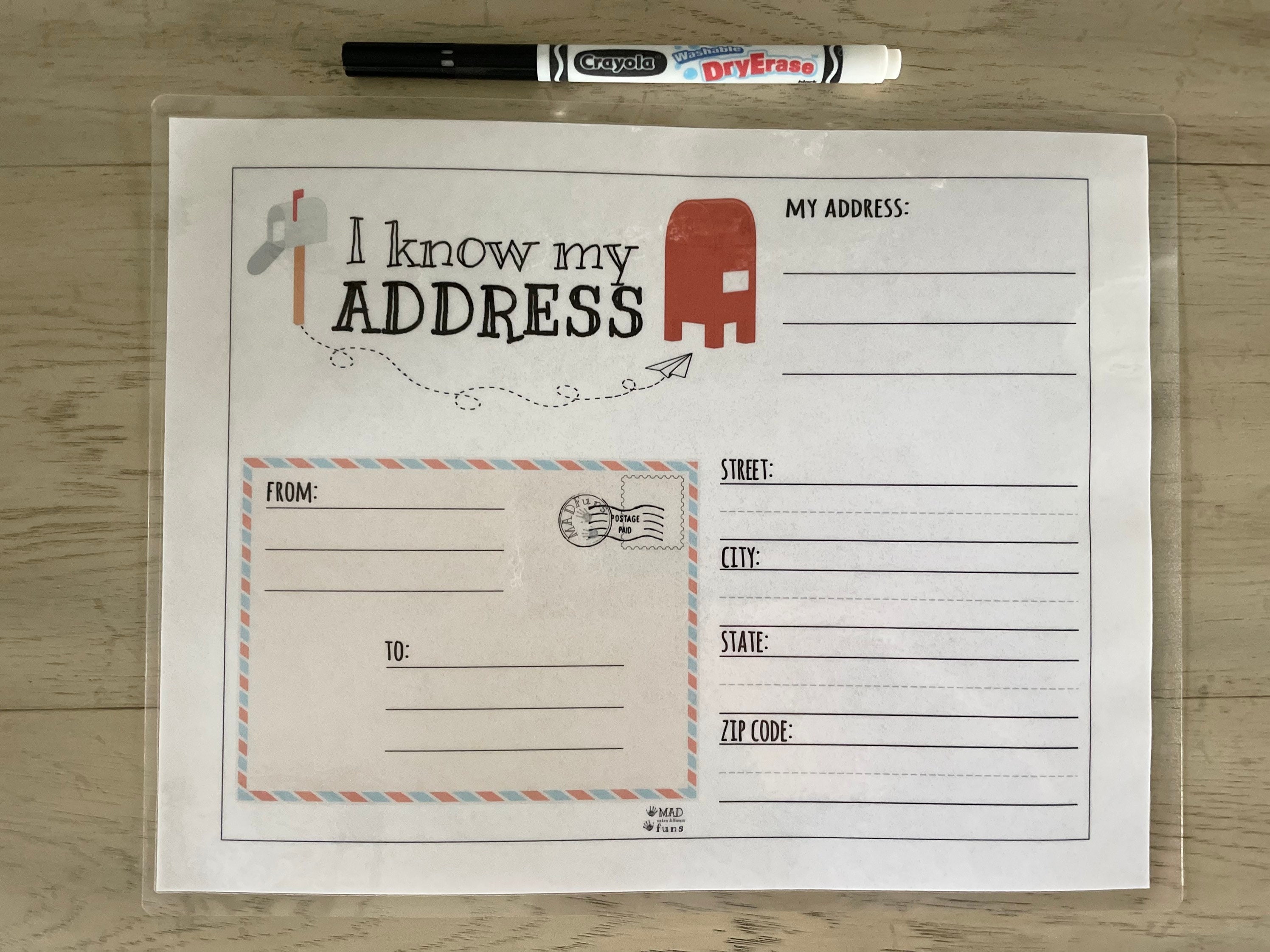 I Know My Address Printable Activity Post Office Play Busy | Etsy