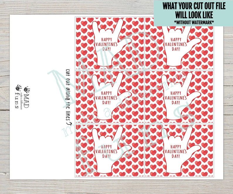Happy Valentines Day Cards I Love You ASL Sign Language Printable ...