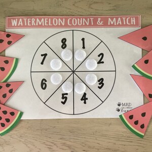 Watermelon Count and Match Activity |printable INSTANT DOWNLOAD ...