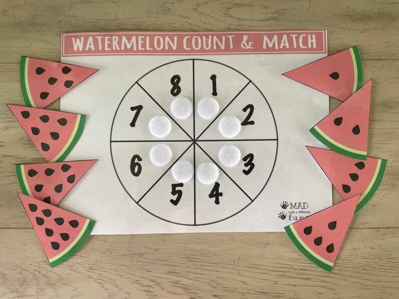 Watermelon Count and Match Activity printable INSTANT - Etsy