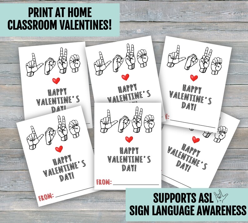 Happy Valentines Day Cards LOVE ASL Sign Language Printable - Etsy
