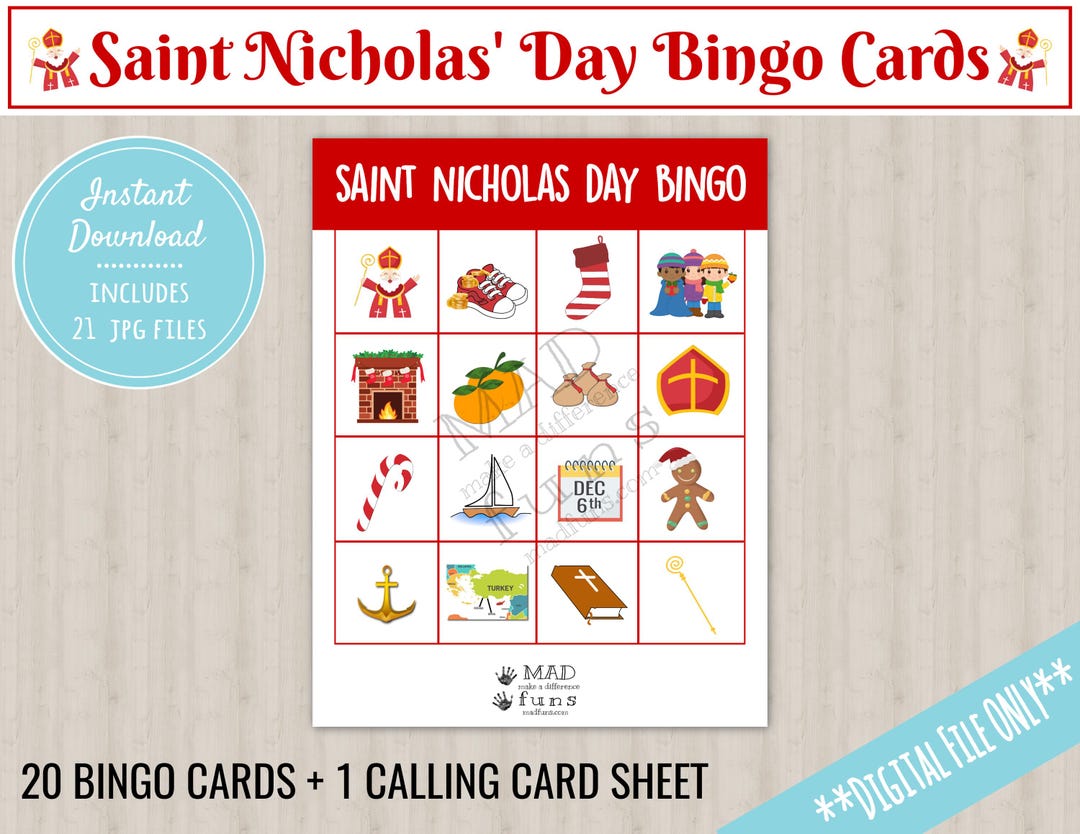Saint Nicholas Day Bingo | St. Nicholas Day Activity | St Nicholas ...