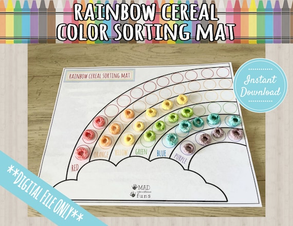 Rainbow Cereal Color Sorting Activity Mat Printable DIGITAL - Etsy