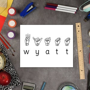 American Sign Language Custom Name Print | ASL 8x10 | Instant DIGITAL ...