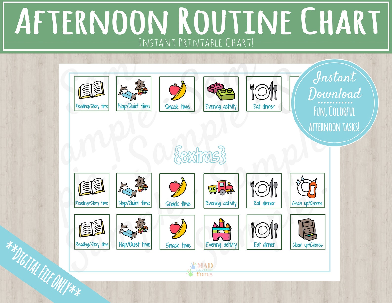 Afternoon Routine Chart for Toddlers toddler Matching - Etsy